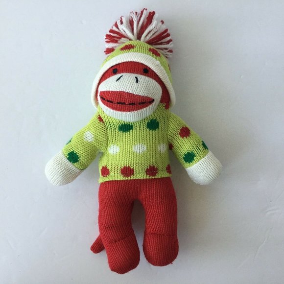 Dan Dee | Toys | Dan Dee Sock Monkey Red Green Polka Dot Sweater Plush ...